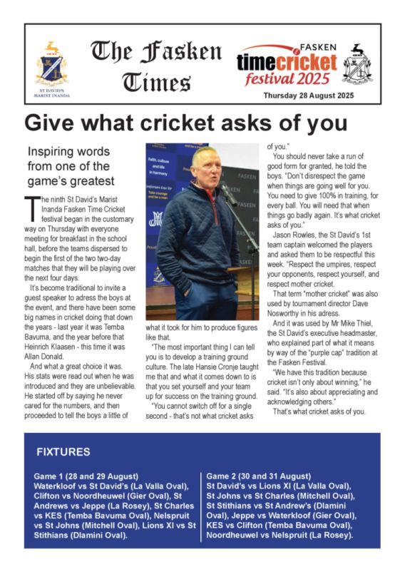 Welcome to Fasken Cricket Festival 2025 – St David's Marist Inanda